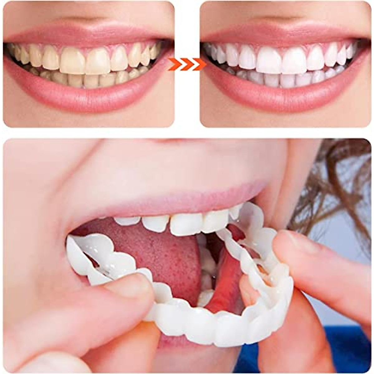 Denture Teeth Temporary Fake TeethSnap On Veneers, Snap in for Men and Women,Cover The Imperfect Teeth,No Pain No Shot Drilling,Fix Confident Smile(2 Pcs)-BB01