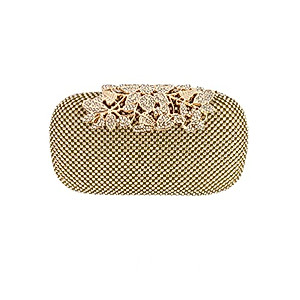 shiiriin | Women's Rhinestones Bling Crystal Clutch Purse Hand Bag | Bridal Wedding Daytime Evening Party (Gold)