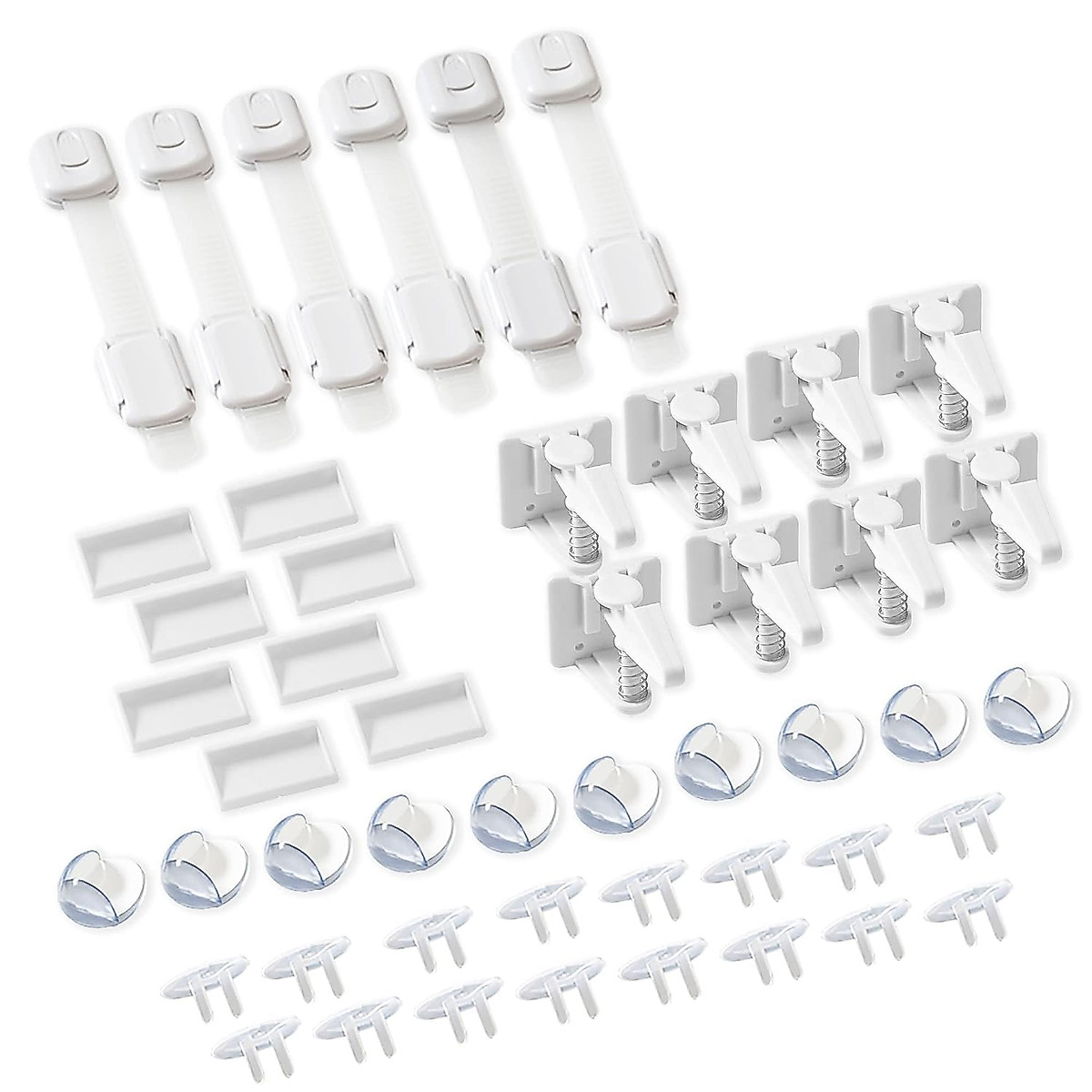 Inaya Complete Baby Proofing Kit - Child Safety Hidden Locks for Cabinets & Drawers, Adjustable Safety Latches, Corner Guards and Outlet Covers - Baby Proof Pack to Keep Your Child Safe at Home