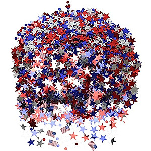 Iconikal Bulk Party Foil Confetti, Patriotic Stars USA American Flags, 3,000 Count
