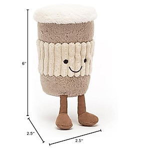 Jellycat Amuseables Coffee-to-Go Stuffed Toy, 6 inches | Drink Plush | Fun Gift Idea