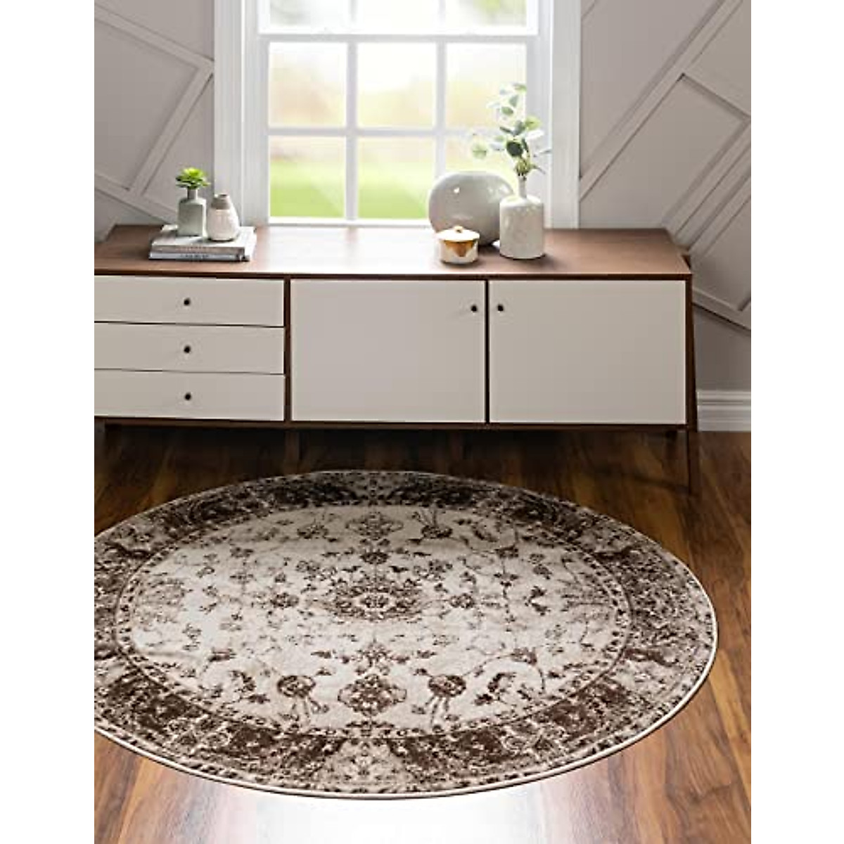 Unique Loom Rushmore Collection Area Rug - Lincoln (10' 8" Round, Cream/Beige)