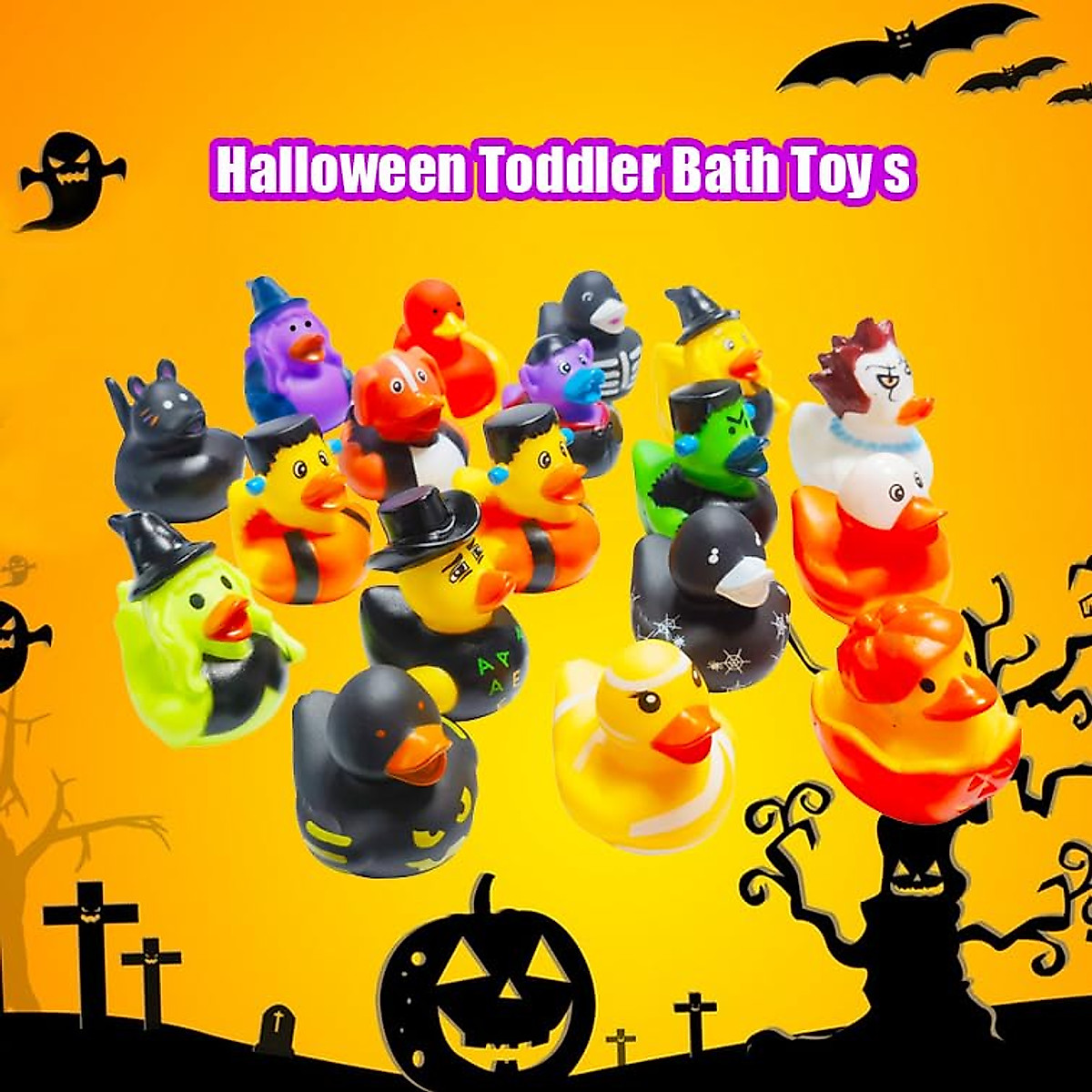 27 Pcs Halloween Party Favors Rubber Ducks,Baby Showers Accessories Jeep Bath Toys for Kids Halloween Decorations Trick or Treat Supplies Goodie Bag Fillers(Halloween)
