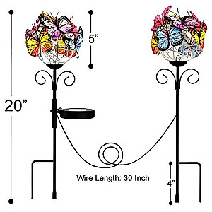 Solar Garden Decorative Light Outdoor - [2 Pack] Butterfly Decor Waterproof LED Stake Light for Garden, Lawn, Patio or Courtyard Decorations (Warm White)