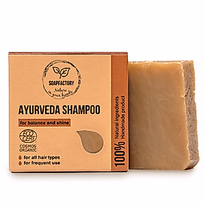 SoapFactory Ayurveda Solid Shampoo Bar with Castor Oil for Hair Growth, Ayurvedic Organic Hair Soap for Men and Women, 100% Natural, Vegan, 3 ounce