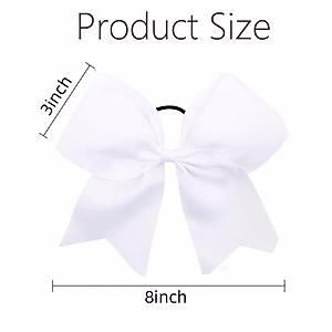 Oaoleer 8inch Jumbo Large Cheer Bows Ponytail Holder Elastic Band Handmade Boutique Hair Accessories for Cheerleading Teen Girls College Women Sports (1PCS, White)