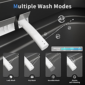 Smart Toilet with Bidet Built in, Auto Open & Close, Elongated Heated seat, Foot Sensor Flush, LED Display, Warm Water Wash, Dryer, Night Light, Black