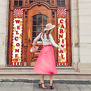 PAKBOOM Welcome Carnival Circus Yard Sign Door Banner Carnival Theme Birthday Party Decorations Supplies for Kids Adults Family