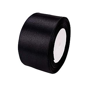ATRBB 25 Yards 2 inches Wide Satin Ribbon Perfect for Wedding,Handmade Bows and Gift Wrapping (Black)