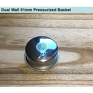 Joytata 51mm Pressurized Filter Basket Stainless Steel Dual Wall Portafilter Basket Double Wall Espresso Basket Double Filter Basket Replacement Fits Delonghi Breville Mr Coffee Espresso Machine-2 Cup