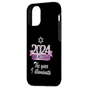 iPhone 14 2024 Bar Mitzvah Quote Festive Black Pink Decor Case
