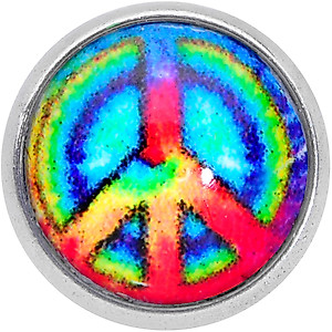 Body Candy 16G Womens 6mm Stainless Steel Tie Dye Peace Sign Cartilage Earring Helix Tragus Jewelry 1/4"