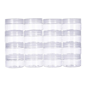 BENECREAT 16 Pack 4oz(120ml) Slime Storage Favor Jars Clear empty wide-mouth plastic containers with clear lids for DIY slime making - 2.6x1.65"
