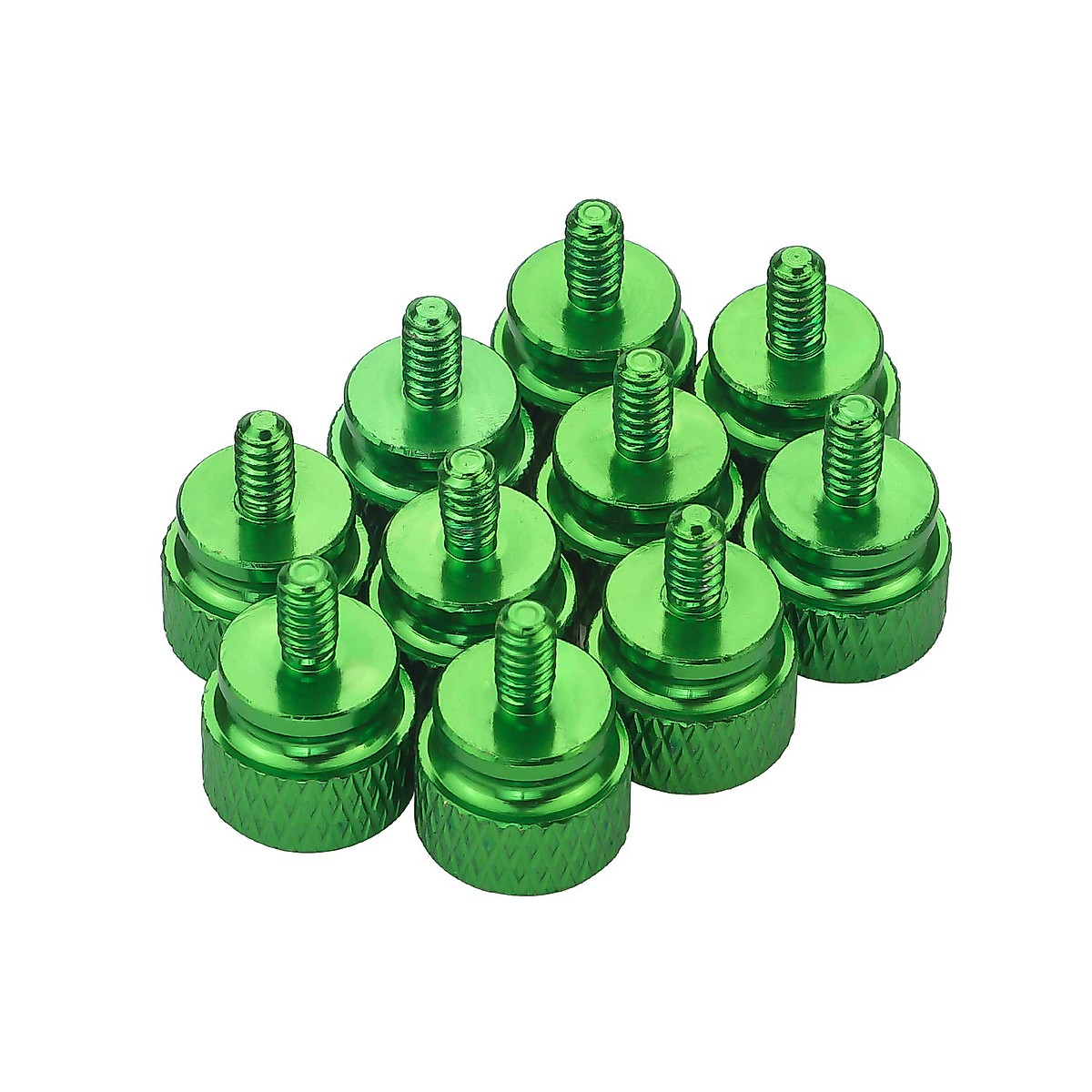 Favordrory 6#-32 Anodized Aluminum Thumbscrews, Computer Case Thumbscrews, Thumb Screws, Green, 10 PCS