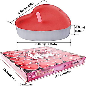 50Packs Heart Shaped Tealight Candles,Romantic Love Unscented Tea Lights Candles,Dripless & Long Lasting Smokeless Mini Tealight Candles for Mood,Romantic Decor,Pool,Dinners,Home,Wedding,Crafts(Red)