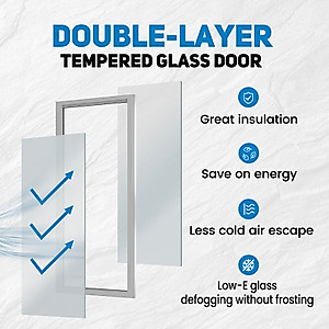 KICHKING 8.0 Cu.ft Merchandiser Refrigerator, 35~46?, 21.7" W Glass Door Upright Display Refrigerator, Light Box Beverage Cooler, LED Lighting, Drink Fridge-Silver, for Home Restaurant Grocery Stores