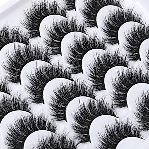 Newcally Eyelashes False Lashes Fluffy 18MM Long Faux Mink Eye Lashes Pack Dramatic Thick Volume Fake Eyelashes 12 Pairs Soft Reusable Lashes Multipack