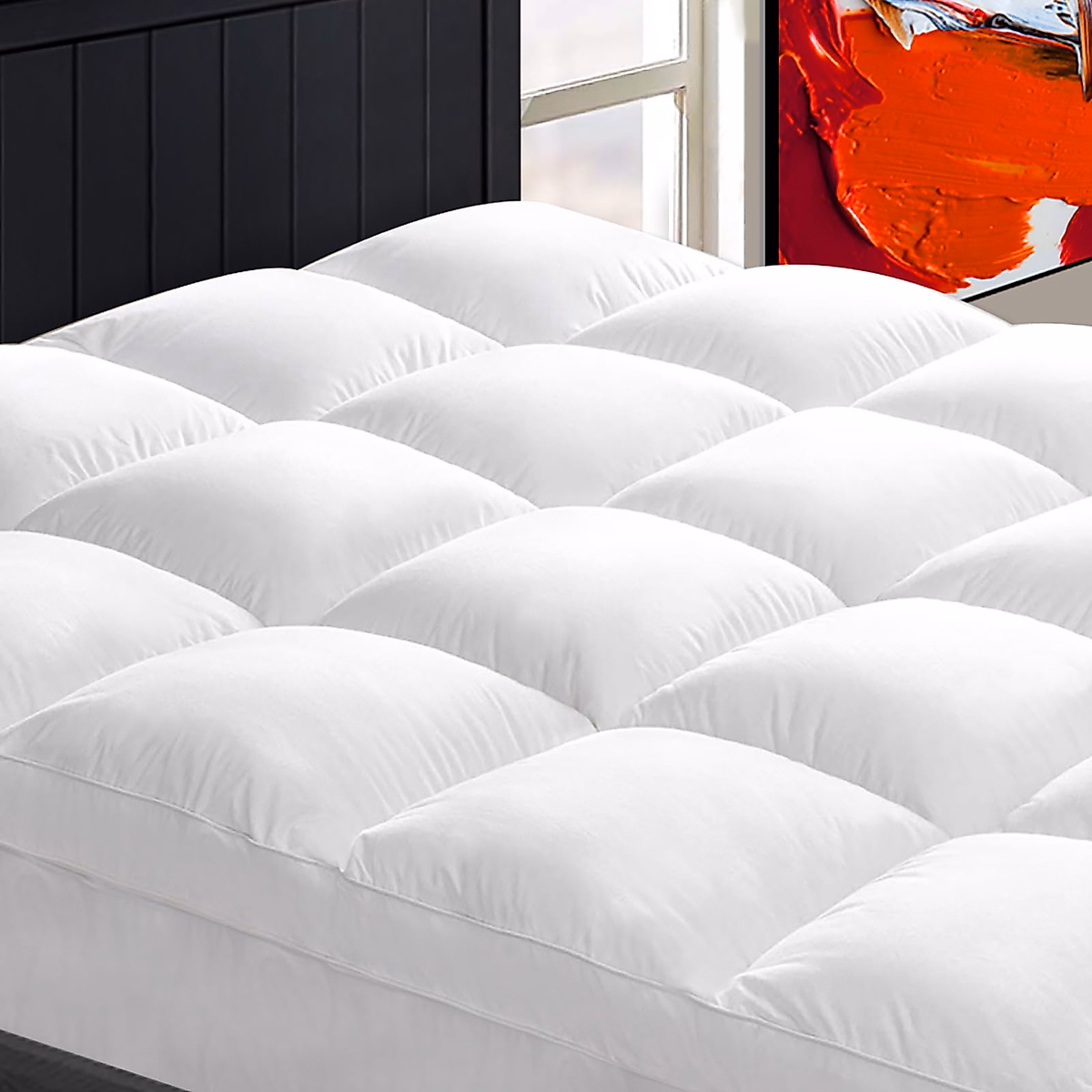 Mattress Topper Full for Back Pain, Extra Thick Mattress Pad Cover, Plush Pillow Top, Deep Elastic Pocket, White