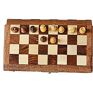 Chess Bazar - Magnetic Travel Pocket Chess Set - Staunton 7 X 7 Inch Folding Game Board Handmade in Fine Rosewood