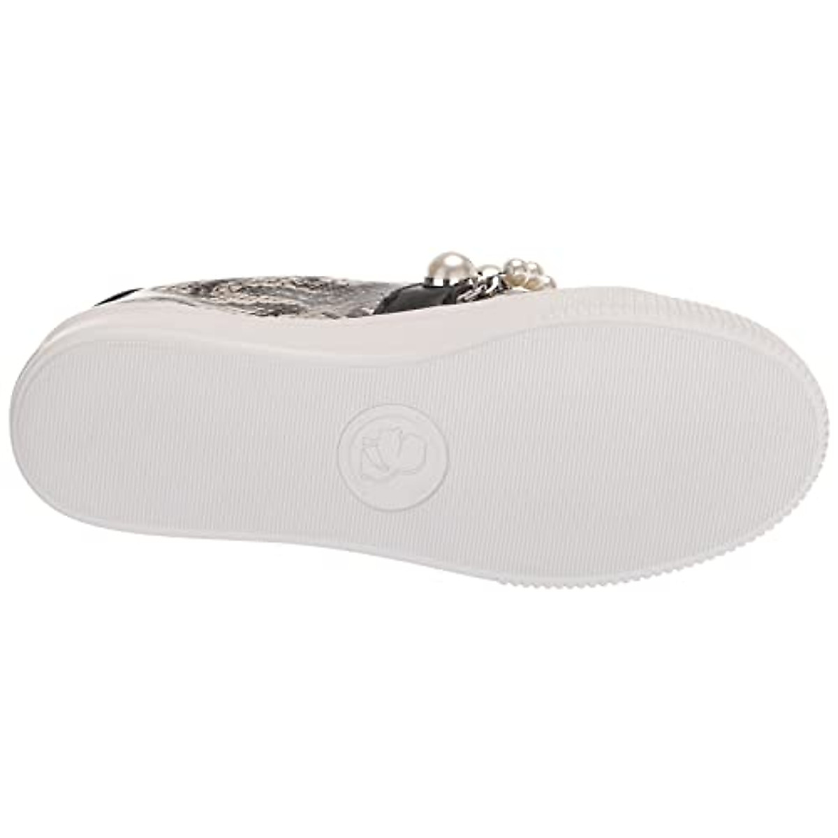 Karl Lagerfeld Paris Women's Vidya Pearls-Lace Sneaker, Black/White, 9.5