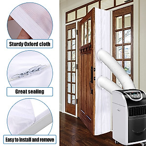 560CM/220" Universal Window Seal for Portable Air Conditioner- Casement Window AC Adapter Portable AC Window Cloth Seal Air Exchange Guards Kit with Zipper to Keep Indoor Cool for a Long Time(White)