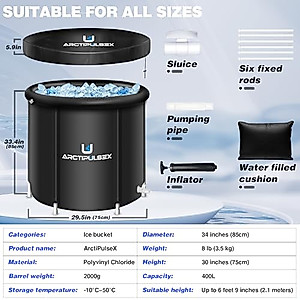 Ice Bath Tub for Athletes, 105 Gallons(400L) Portable Ice Baths Pod with Lid, Arctic Pod Cold Therapy Tub for Recovery, Anti-Leak Ice Cabin for Adults, 34'' x 30''
