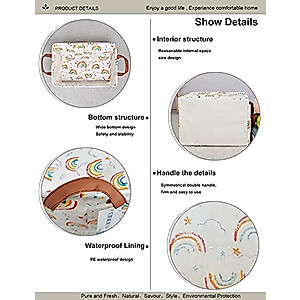 ONOEV Rectangular Fabric basket with cover and handle, decorative basket and closet storage box for clothes, books and sundries（rainbow with lid）, 14.9x10.2x9.05 Inch (Pack of 1)