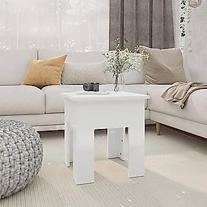 QJBSAVVA Coffee Table High Gloss White 15.7"x15.7"x16.5" Engineered Wood,Floor Standing Table Table for Living Room Cocktail Table Suitable for Meeting Rooms, Reception Rooms, Offices