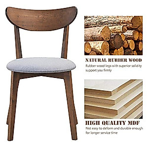 COSTWAY Set of 2 Dining Chairs, Mid-Century Dining Side Chairs with Curved Back and Cushioned Seat, Rubber Wood Legs Chairs with Sturdy Construction, Comfort Chairs for Living Room, Bedroom, Kitchen