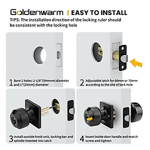 goldenwarm Black Door Knobs, Matte Black Privacy Door Knob Interior, Square Interior DoorKnobs for Bedroom, Bathroom, (6 Pack)