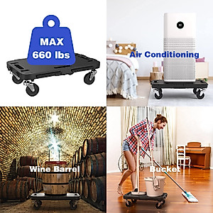 Goplus Moving Dolly, Heavy Duty Furniture Rolling Mover with 4 Wheels for Piano Heavy Items Appliance, Interlocking System, 660 lbs Weight Capacity, 19” x 11” (L x W) (1)