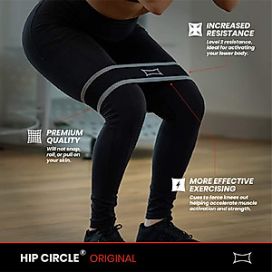 Sling Shot Original Hip Circle Fabric Resistance Band for Exercising – Lower Body Activation, Dynamic Warm Ups and Glute Activation (Level 2 Tension, Grey/Black, Large)