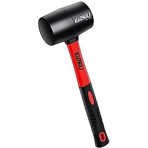 LOZAGU 16 oz Rubber Mallet Hammer, Fiberglass Handle, Rubber Mallet for Flooring, Tent Stakes, Woodworking, Camping, Soft Blow Tasks without Damage