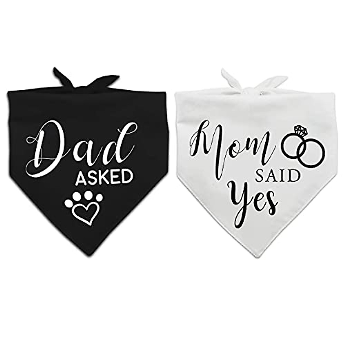 Dad Asked and Mom Said Yes Dog Bandana, Wedding Engagement Photos Bridal Shower Gift Puppy Dog Pet Bandanas, Pet Accessories for Dog Lovers, Maid of Honor Wedding Dog Bandana, Pack of 2