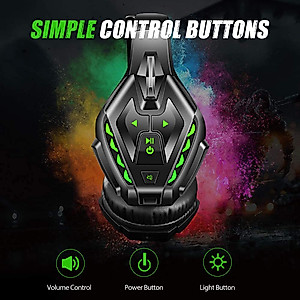 PHOINIKAS PS5 Gaming Headset for PS4, PC, Switch, Q10 Xbox One Headset with Stereo Sound, Detachable Mic, Wireless Bluetooth 5.3 Headphone only for Laptop/Phone/Tablet, 20H Battery (Green)