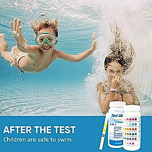 Swimming Pool Test Strips for Above Ground Pool, PH, Total Chlorine, Free Chlorine/Bromine, Total Alkalinity, Cyanuric Acid, Total Hardness Water Chemistry Spa and Hot tub Testing Strips 50PCS 6-Way