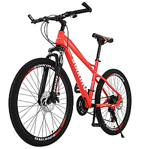 26'' Mountain Bike, 21 Speed Outdoor Snow Beach Bike, Full Suspension Adult Hybrid MTB Racing Bikes for Women Men, Comfort Complete Cruiser Bicycle, Lightweight City Commuter Road Cycling (M)