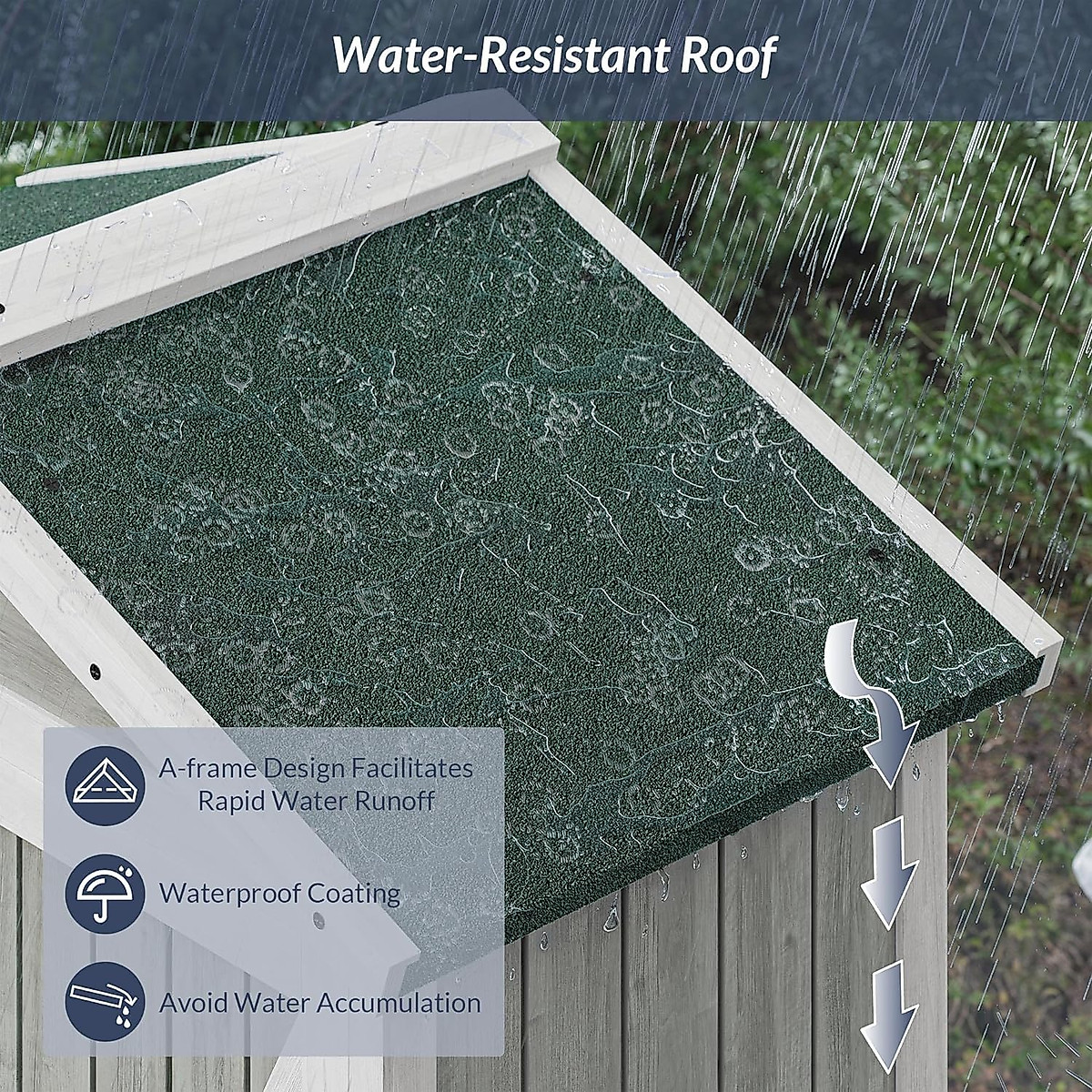 BELLEZE Outdoor Storage Cabinet with 4 Removeable Shelves, Wooden Garden Tall Storage Shed Lockable Tool Storage Cabinet with Waterproof Roof, Outside Tool Shed for Patio Lawn Yard Backyard - Gray