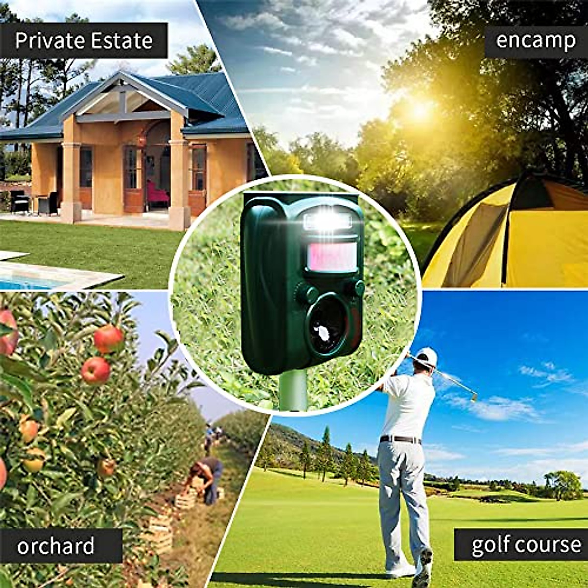 2023 Solar Ultrasonic in Repellent Defender Rat, Squirrel, Deer, Raccoon, Skunk, Rabbit, Mole, Dog, Cat, Waterproof with Motion Detector