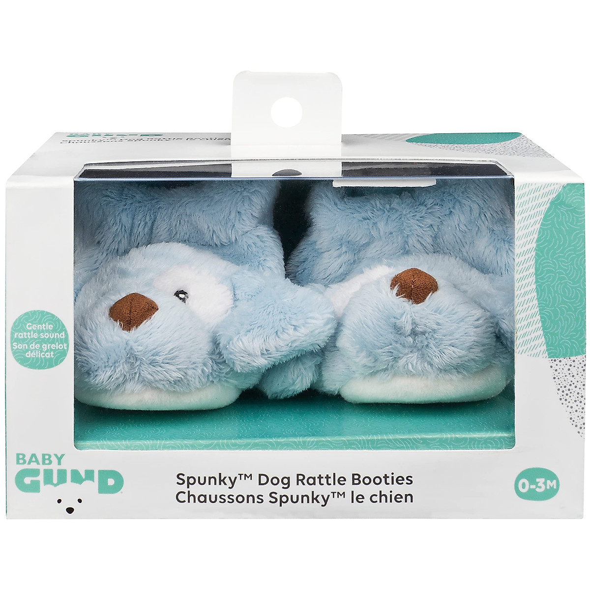 Baby GUND Spunky Puppy Rattle Booties Plush Baby Infant Shoes, Blue, One Size Fits All