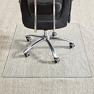 Tempered Glass Chair Mat, 36"×46“, 1/5 Inch Thick Office Chair Mat Carpet & Hardwood Floor, Chair Mats for Carpeted Floor, Chair Mat for Hardwood Floor, Desk Chair Mat, 4 Anti-Slip Pads