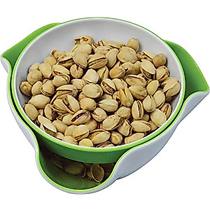 Double Party Pedestal Serving Dish, Inside Green - Southern Homewares - For Peanuts, Pistachios, Fruits, Candy, and Snacks