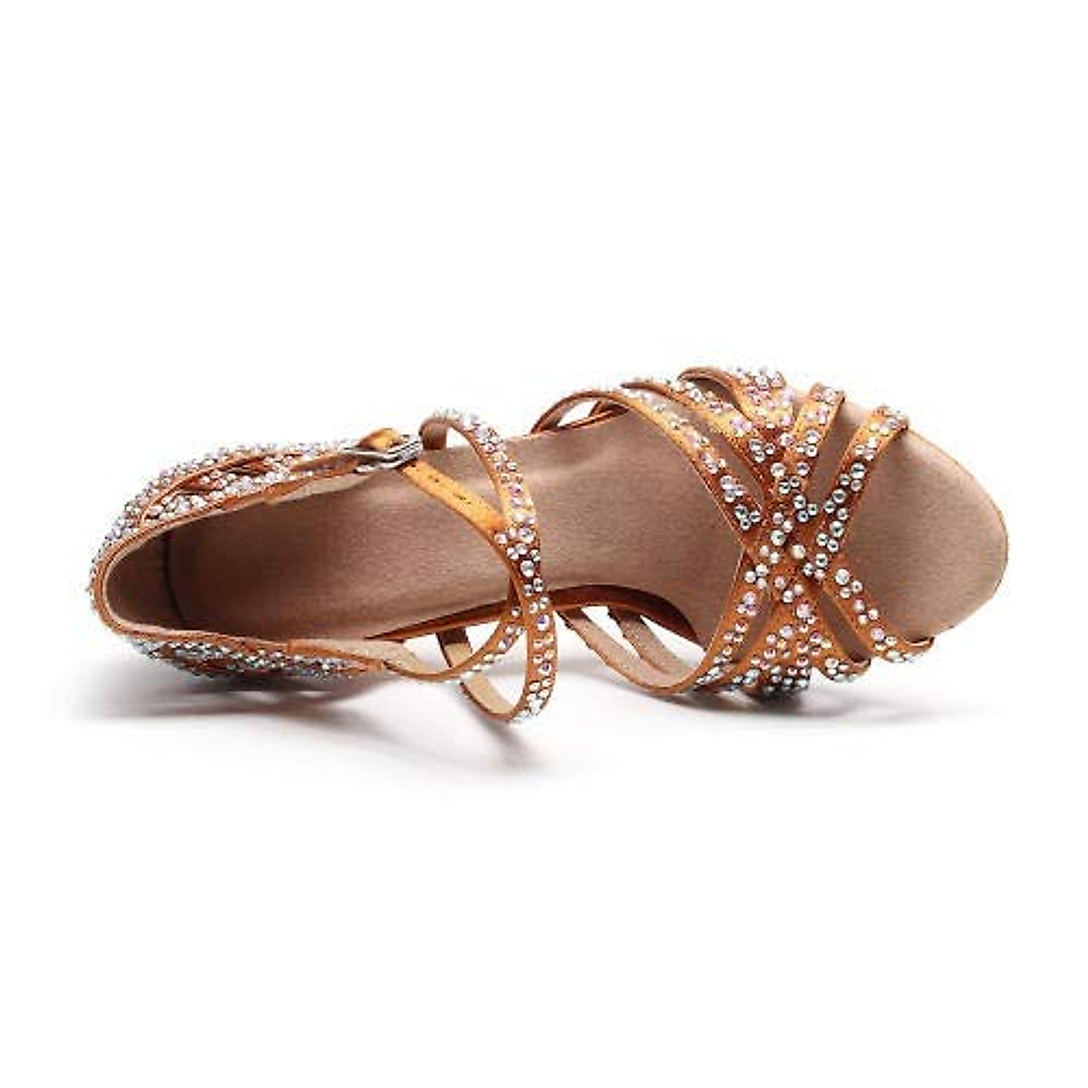 Heeled Sandals for Women Social Dance Shoes,Latin Dance Shoes, Women's Peep Toe Cross Strap Rhinestones Latin Tango Ballroom Modern Dance Shoes Wedding Social Party Sandals
