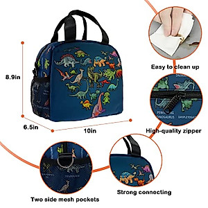 TONGRUIQ Insulated Lunch Bag Women Insulated Small Lunch Tote Box Bags With Adjustable Shoulder Strap Reusable Dinosaurs Lunch Bag for Work Picnic Hiking or Travel