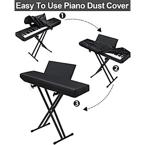 Piano Keyboard Dust Cover, Water Proof Stretchy Electric Piano Keyboard Covers for Digital Electric Pianos, Full Cover Elastic Lock Music keyboard Protector Cover (88 - Keys, Black)