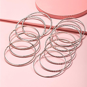 Chunky Stackable Textured Layers Bohemica Bracelets Set Indian Wedding Multi Pearl Beads Gold Bangle Bracelet Cable Smooth Western Wedding Jewelry for Women-3