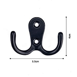 Bligo 16 Pack Black Coat Hooks - 8 Double Hooks and 8 Single Hooks for Hanging Towel Hat Bag, Heavy Duty Wall Mounted Coat Hanger with Screws for Bathroom Kitchen