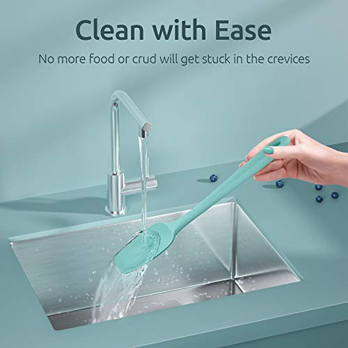 U-Taste Silicone Spatula Set with 600 Degrees Fahrenheit Heat Resistant (Teal/Aqua Sky)