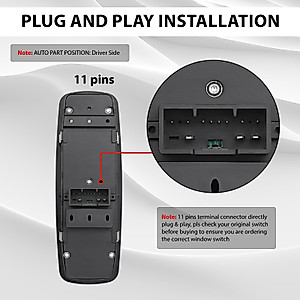 68139805AA Master Power Window Switch Front Left Driver Side for 2011-2020 Chrysler 300, 2015-2017 Chrysler 200, 2011-2016 Dodge Charger Replace 68139805AB 68139805AC 68139805AD