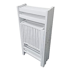 CARBRO Furniture Slatted Wood Folding Special Event Chair - White Set of 4 Folding Chair Foldable Style,White